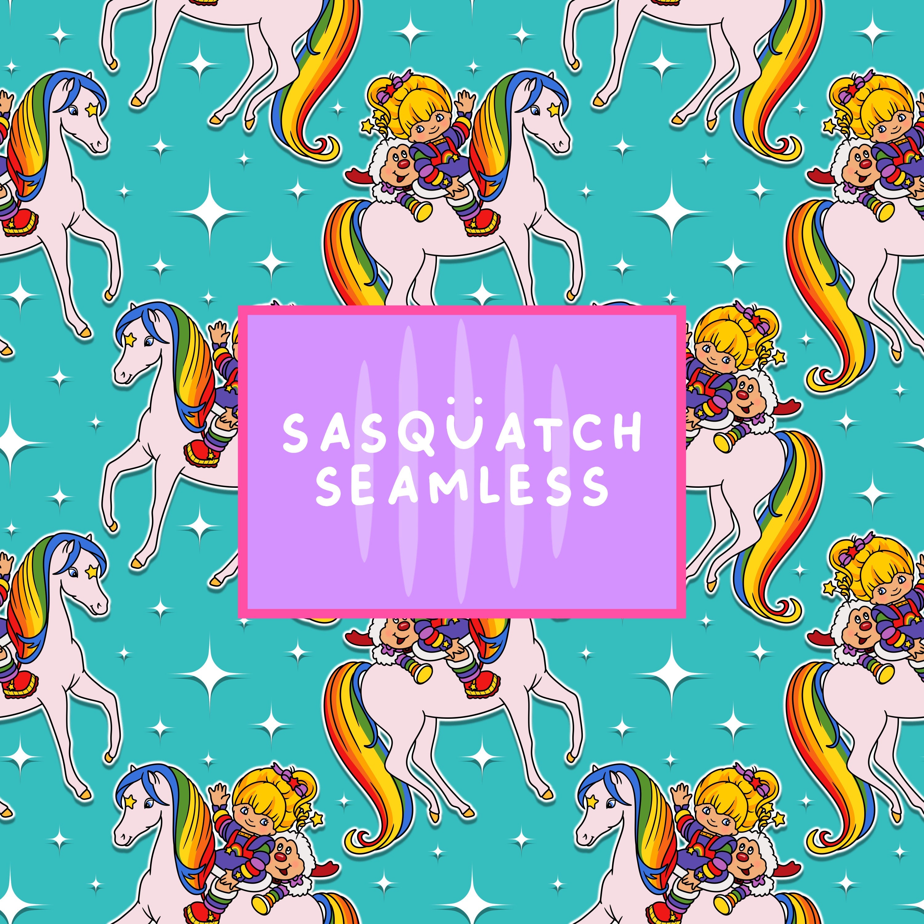 Set of 5 Rainbow Brites Style Seamless Patterns Cool Kids Fabric ...