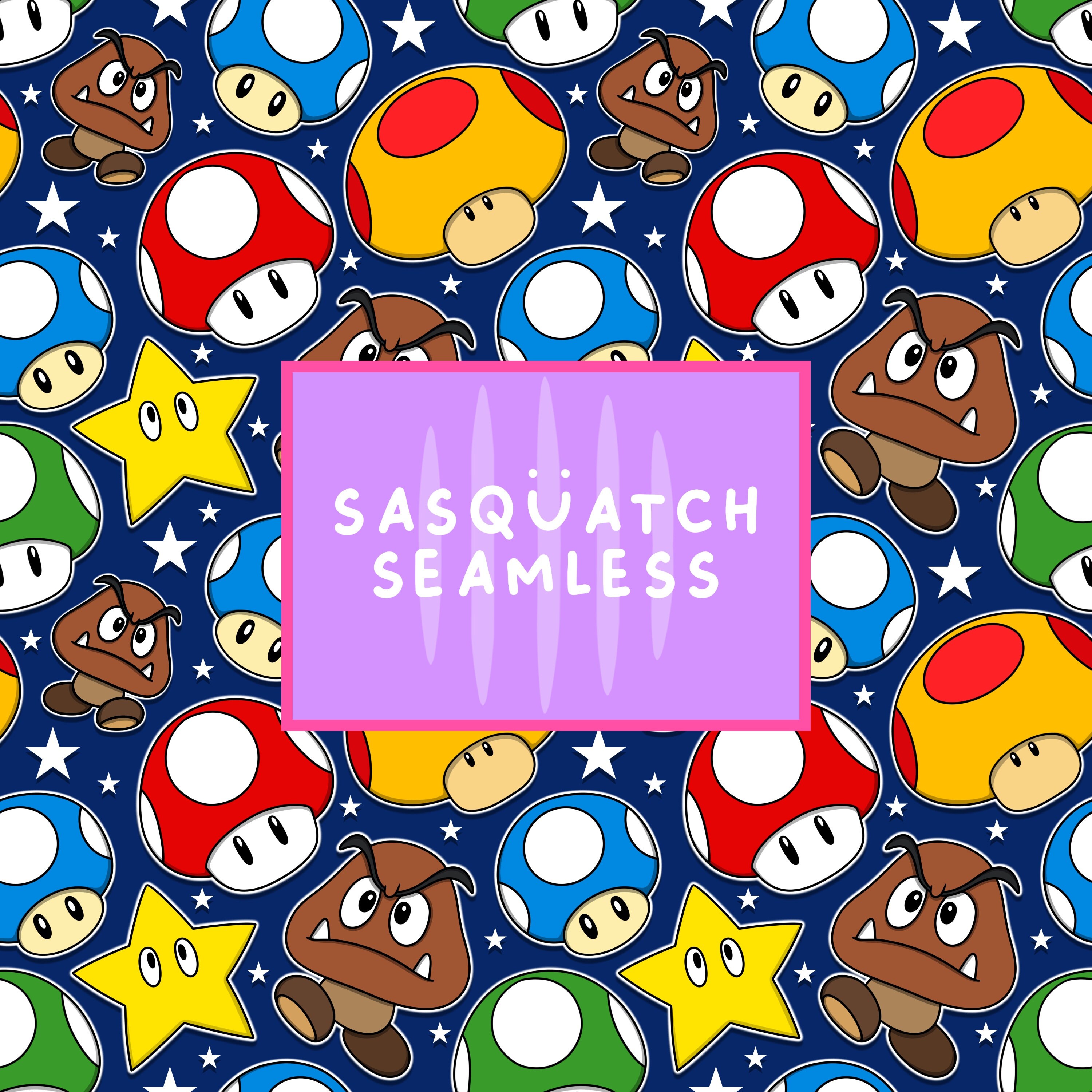 Set of 5 Mario Mushrooms Seamless Patterns - Cool Kids Fabric Designs ...