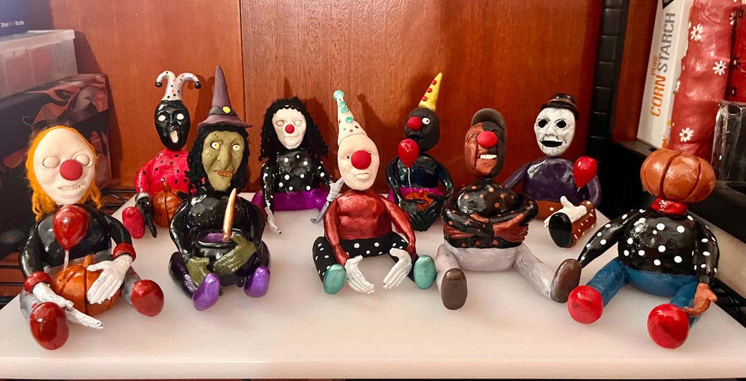 Handmade Polymer Clay Clown Figures - Etsy