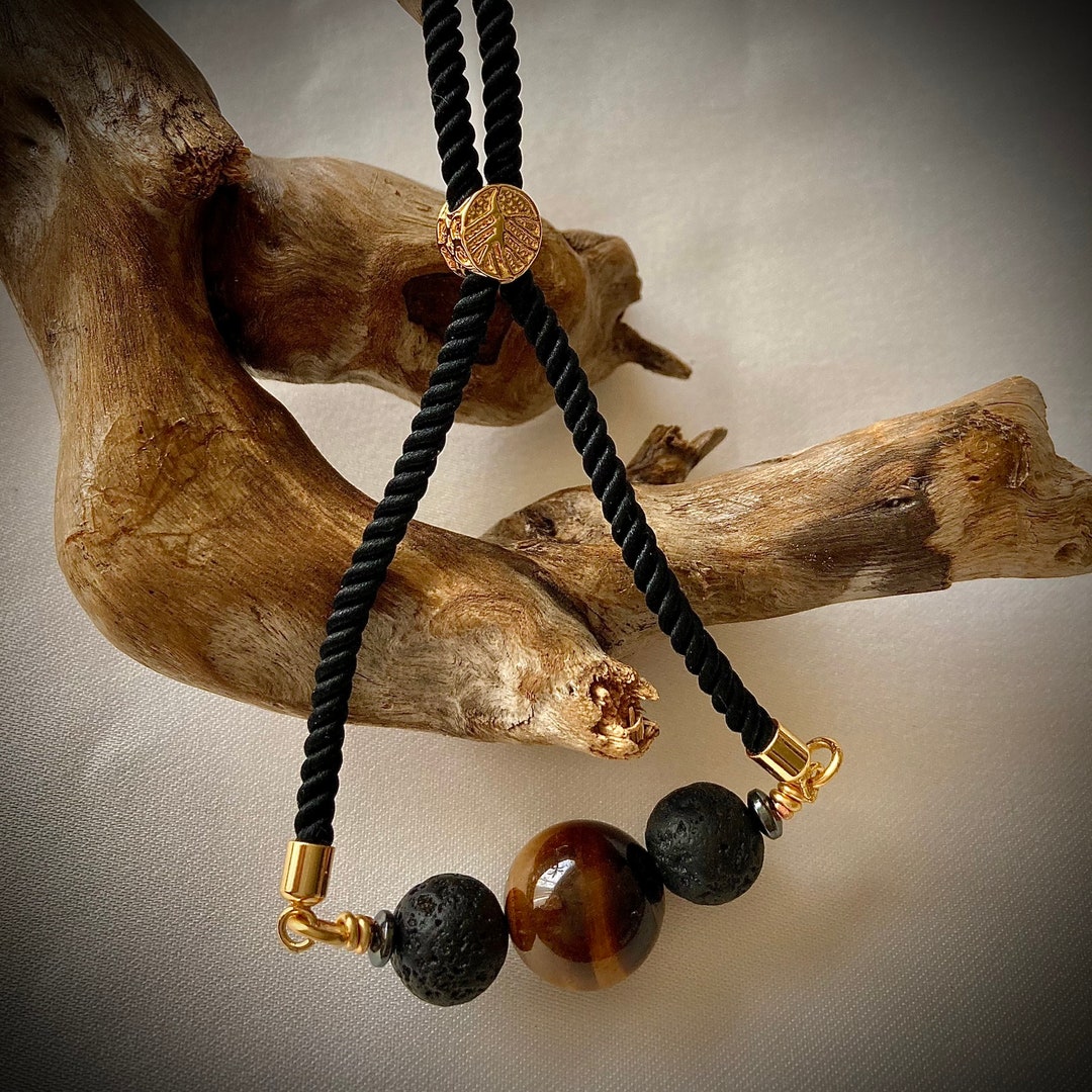 Tiger's Eye and Lava Beads Diffuser Unisex Bracelet, Father's Day Gift ...