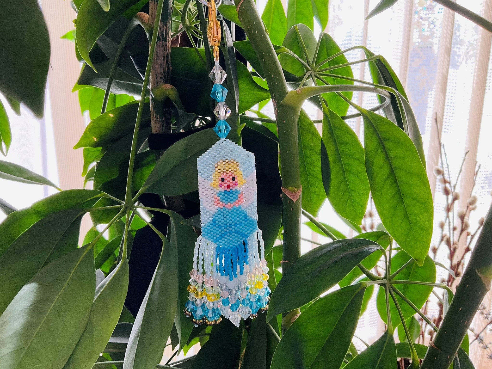 Little Angel Called, Anna Charm and or Fob. Hand Crafted Bead Embroidery in Peyote Stitch Using ...