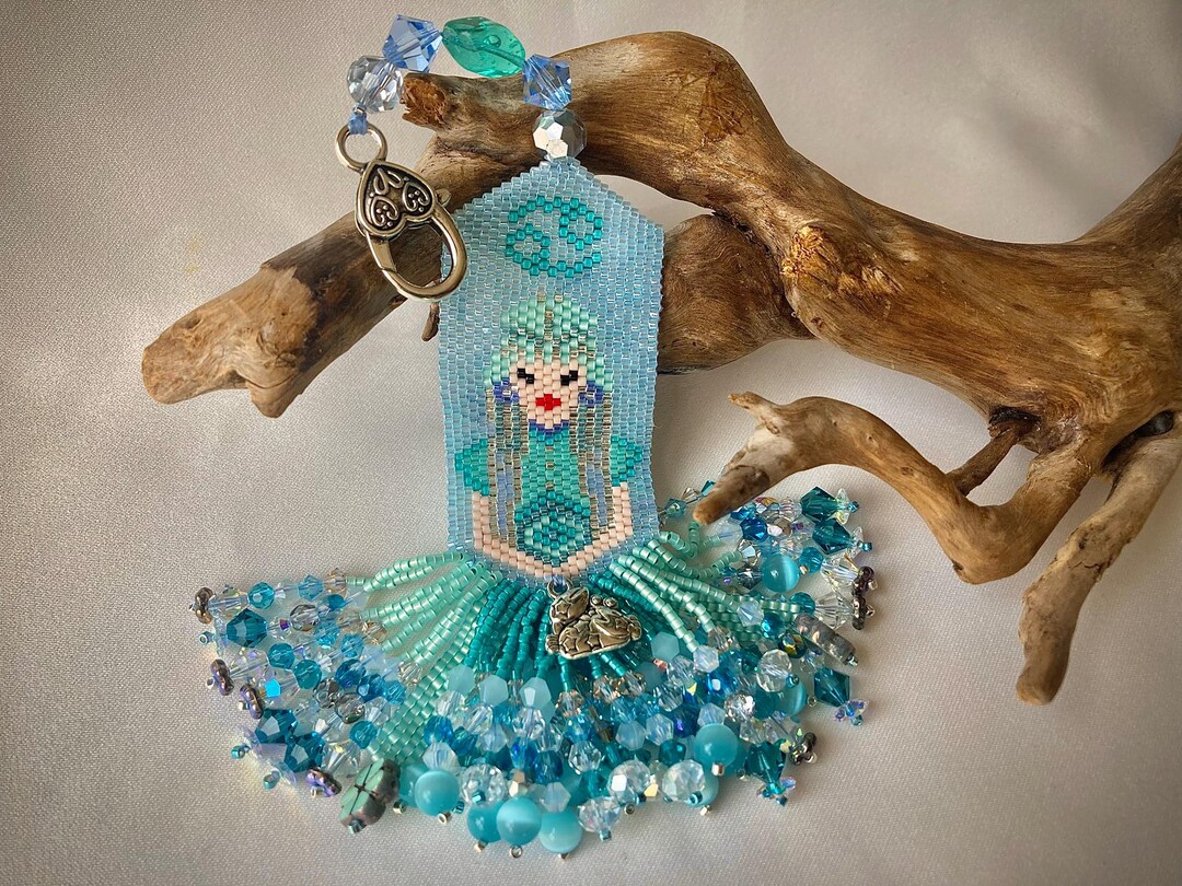 CANCER Zodiac Charm: Beaded Astrology Doll, Handbag Accessory ...