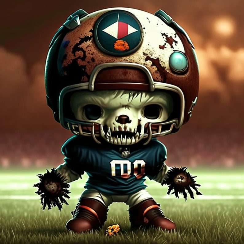 Cute American Football Zombie Clipart | PNG Graphics (digital Download ...