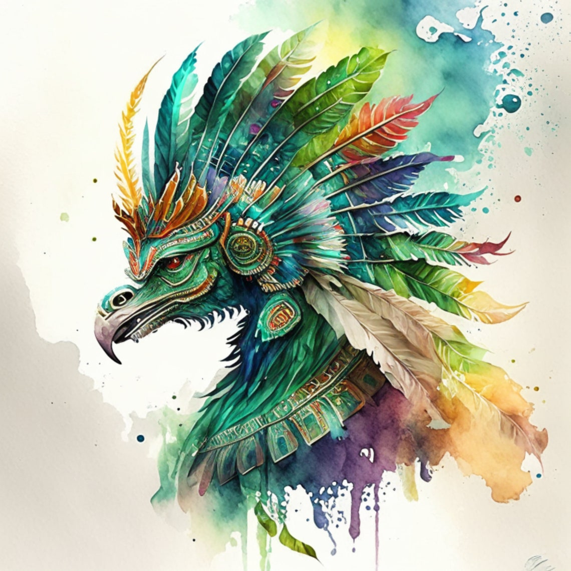 Watercolor Kukulkan Clipart: PNG Graphics, Commercial Use (digital ...
