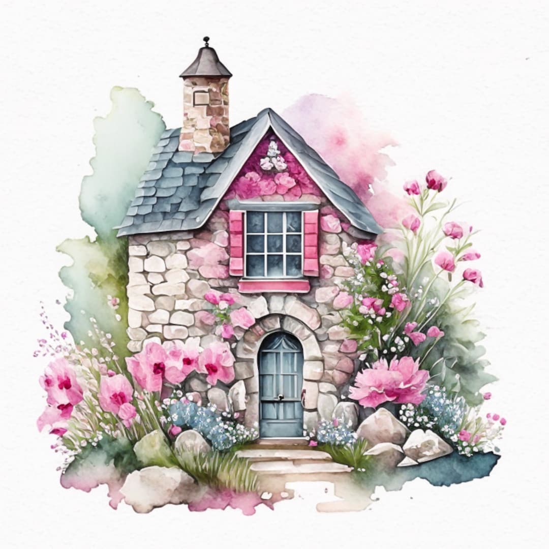 Cute Stone House Clipart | 300dpi | PNG Graphics | Instant Download for ...