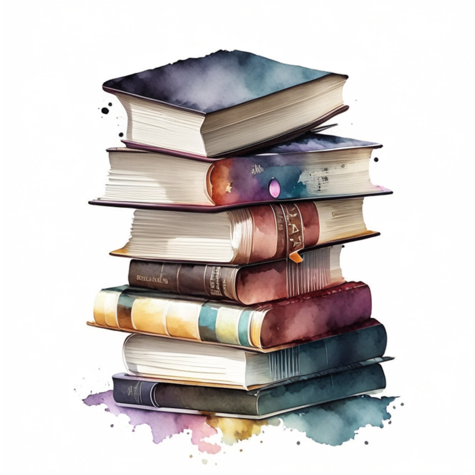 Cute Stack of Books Clipart | 300dpi | PNG Graphics | Instant Download ...
