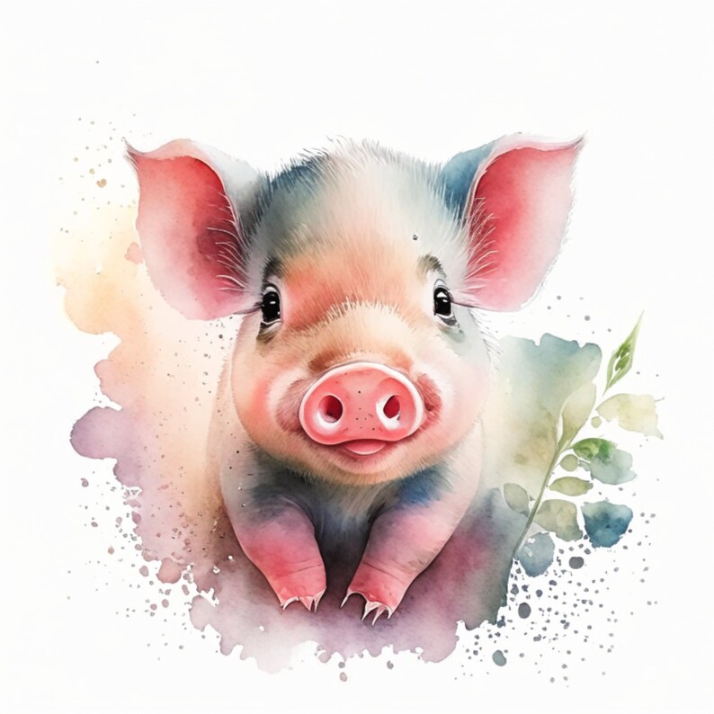 Watercolor Pig Clipart: High-resolution PNG Graphics (commercial Use ...