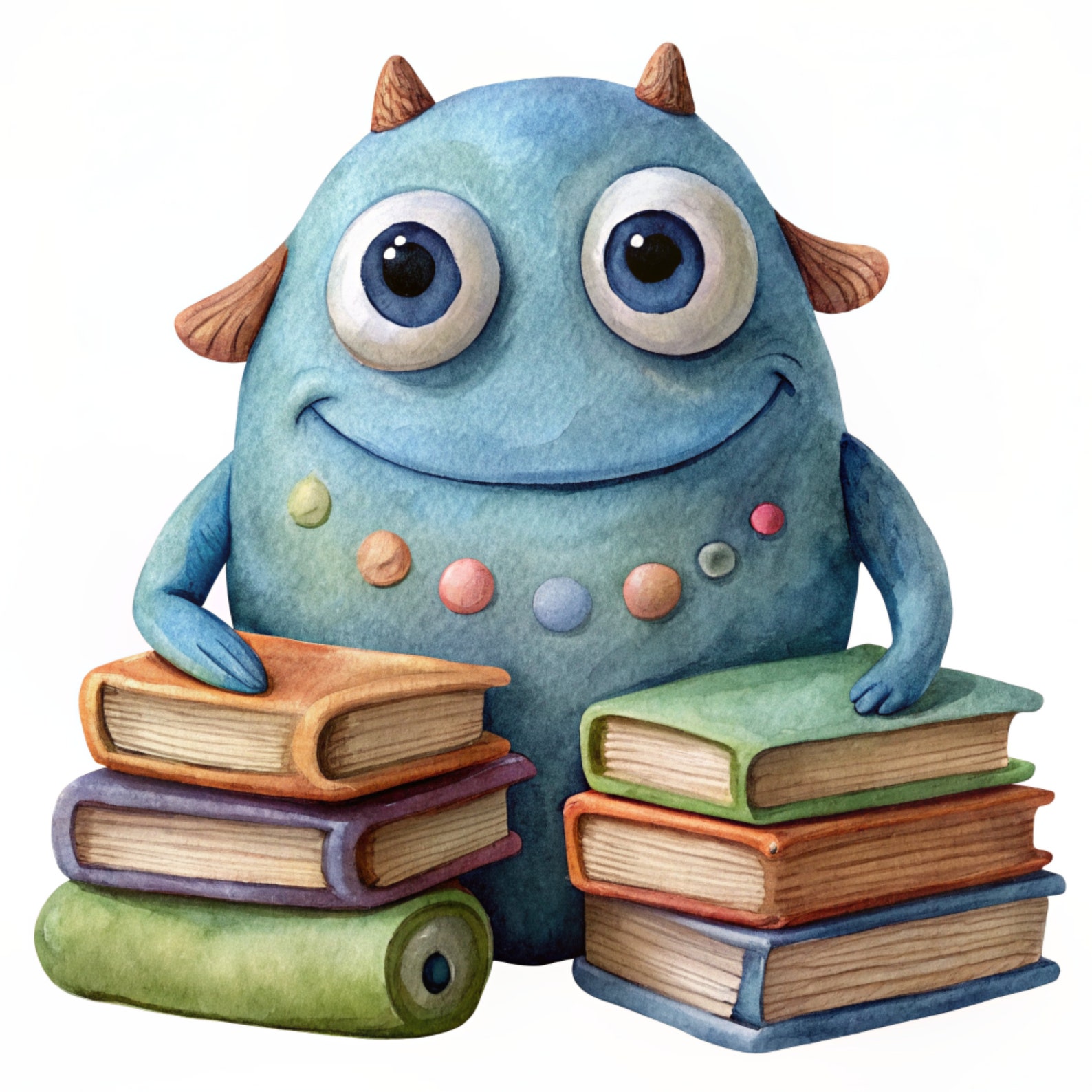 Cute Monster Books Clipart 300dpi High Resolution PNG Graphics Instant ...