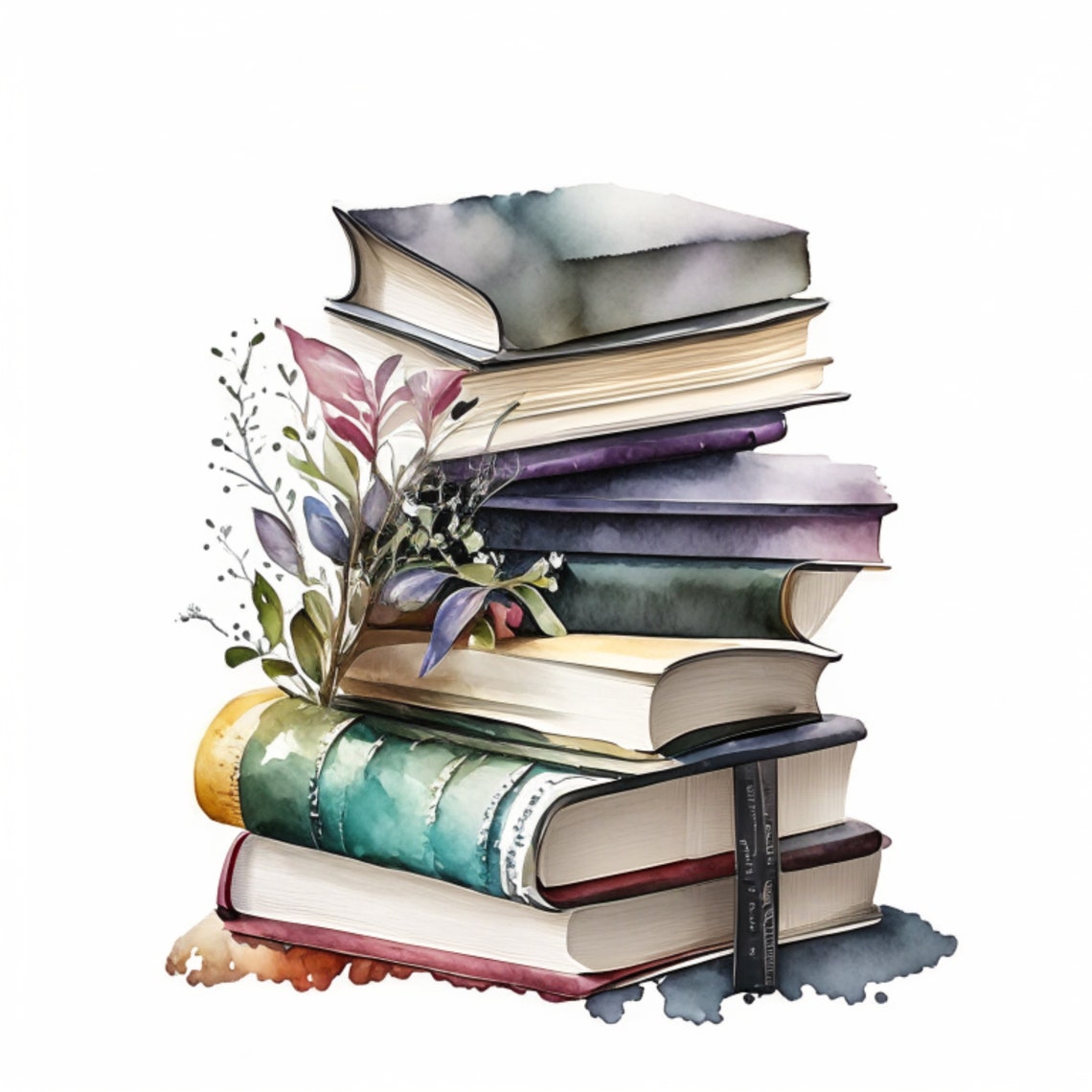 Cute Stack of Books Clipart 300dpi PNG Graphics Instant Download for ...