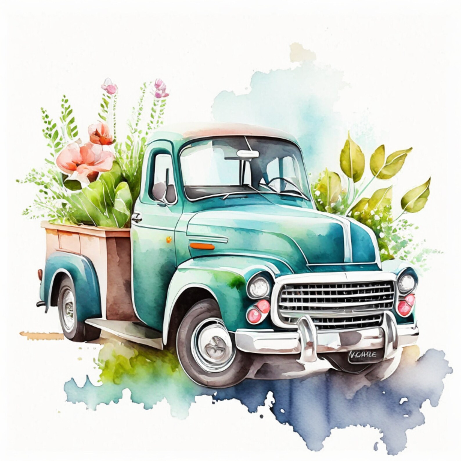 Watercolor Classic Car Clipart: 300dpi PNG Graphics (digital Download ...