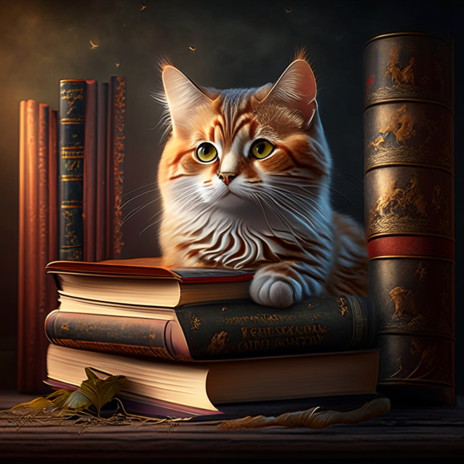 Books and Cat Clipart 300dpi High Resolution PNG Graphics Instant ...
