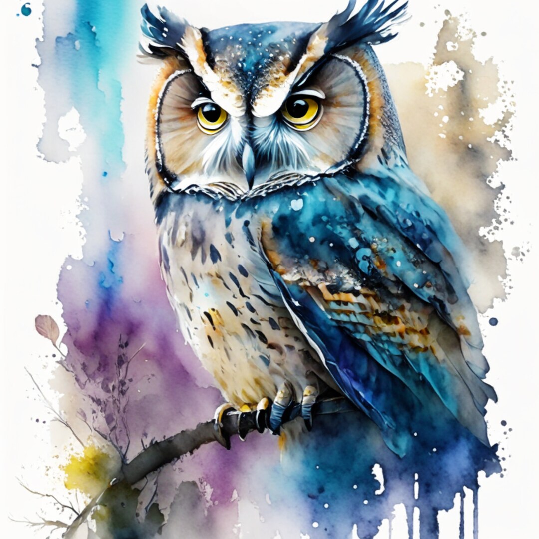 Watercolor Owl Clipart: High-resolution PNG Graphics (digital Download ...