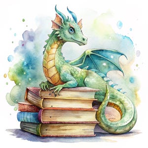 Dragon Guarding Books Clipart | 300dpi High Resolution | PNG Graphics ...