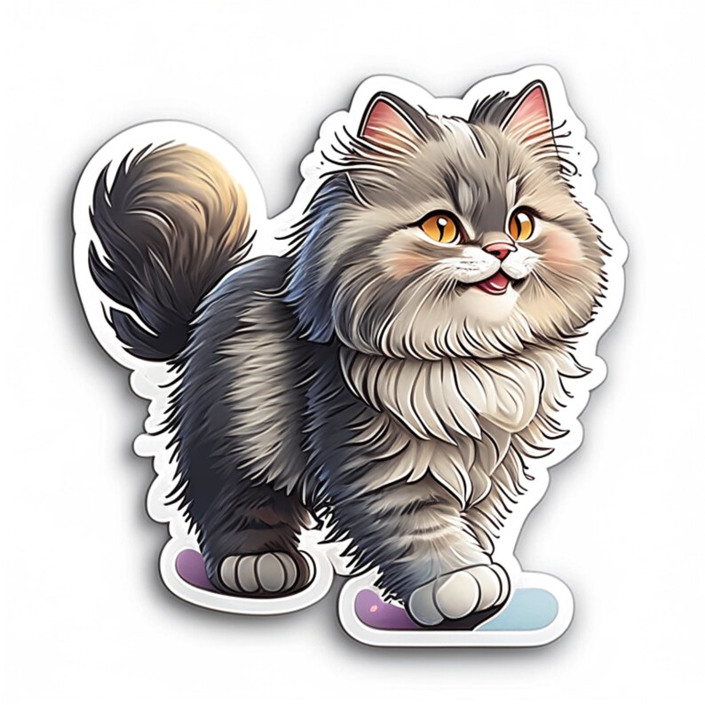 Cute Cat Sticker Print and Cut Digital PNG Sticker Sheets, 10 Different ...