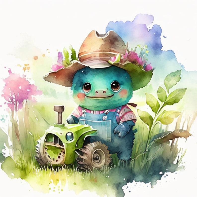 Cute Farmer Monster Clipart | 300dpi | PNG Graphics | Instant Download ...