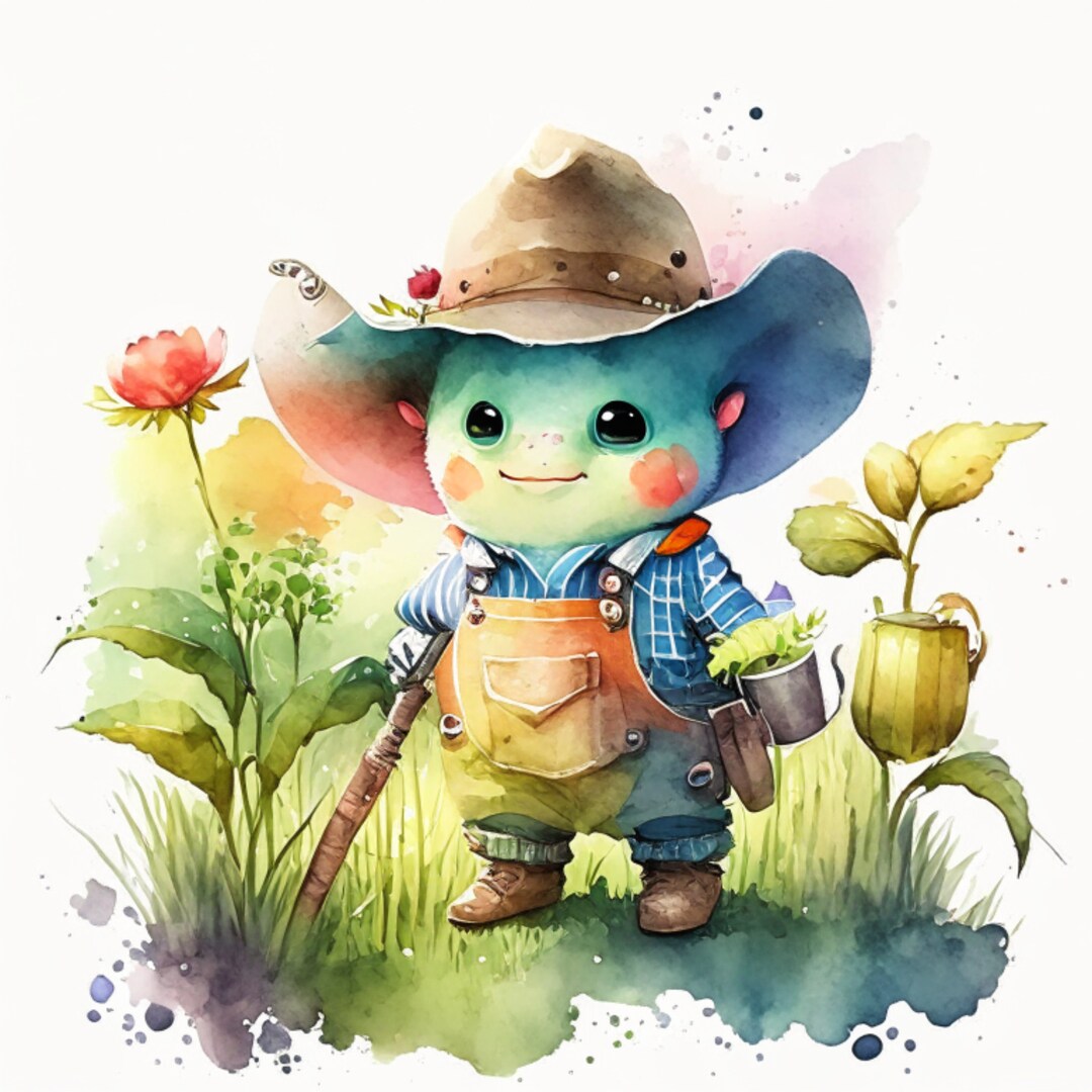 Cute Farmer Monster Clipart | 300dpi | PNG Graphics | Instant Download ...