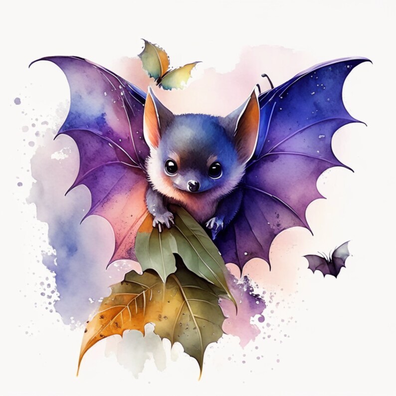 Watercolor Cute Bat Clipart | High Resolution PNG (digital Download) - Etsy