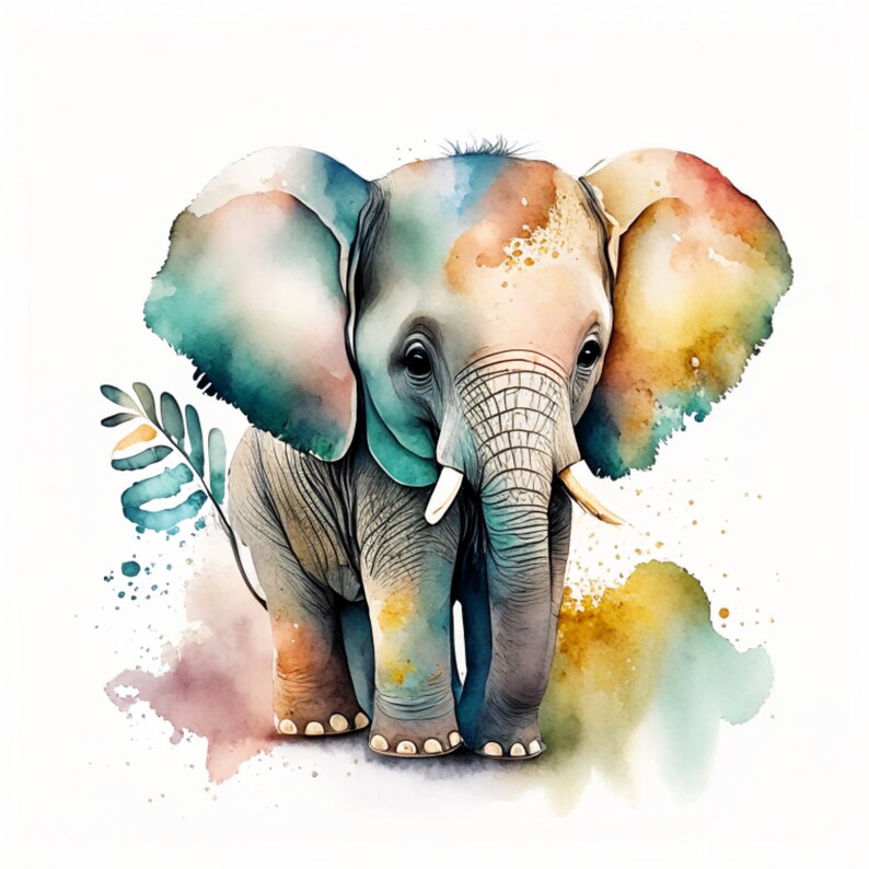 Cute Elephant Clipart | 300dpi High Resolution | PNG Graphics | Instant ...