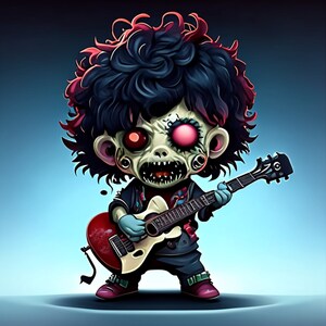 Musician Zombie Clipart | Rock Guitar PNG Graphics (digital Download ...