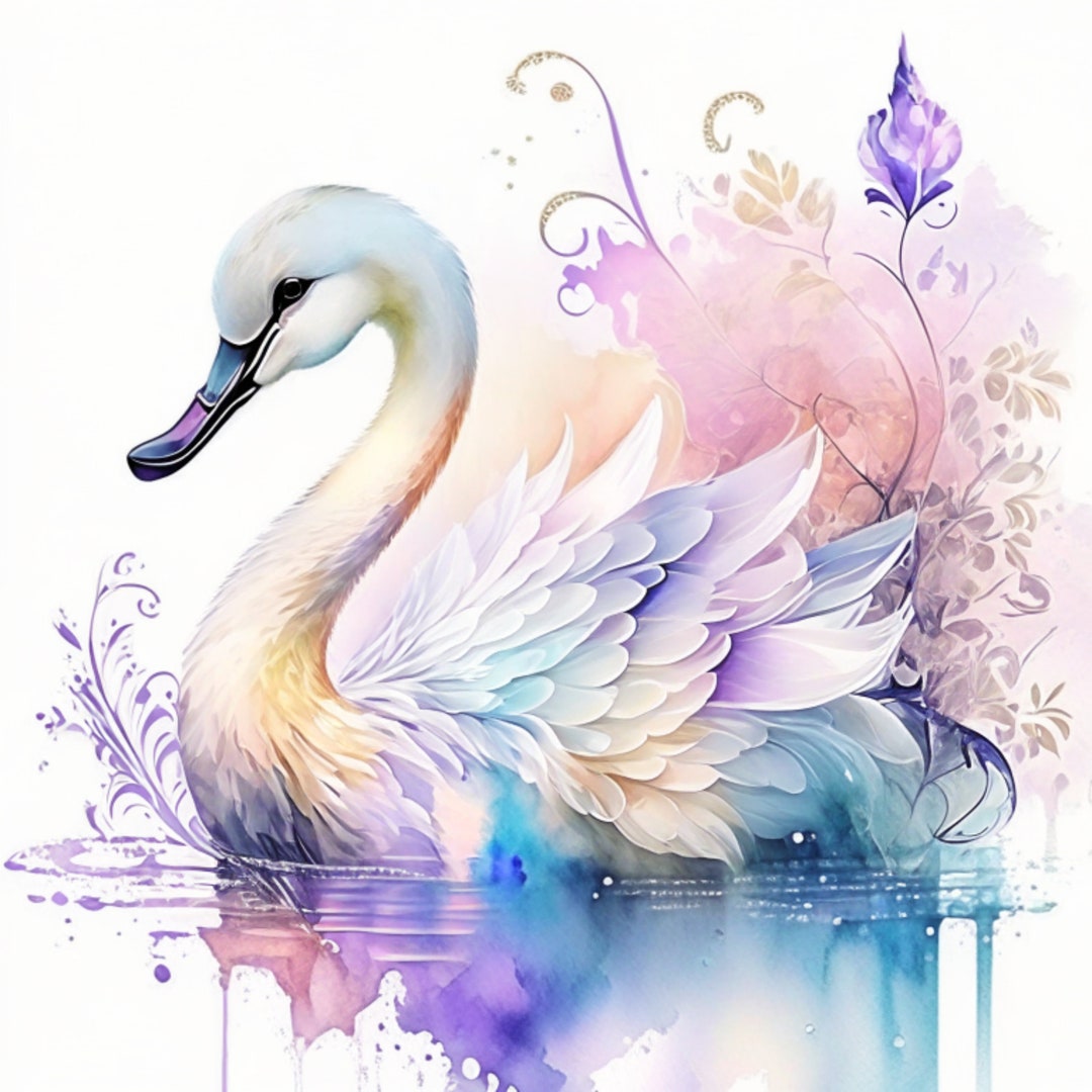 Cute Swan Clipart | 300dpi High Resolution | PNG Graphics | Instant ...