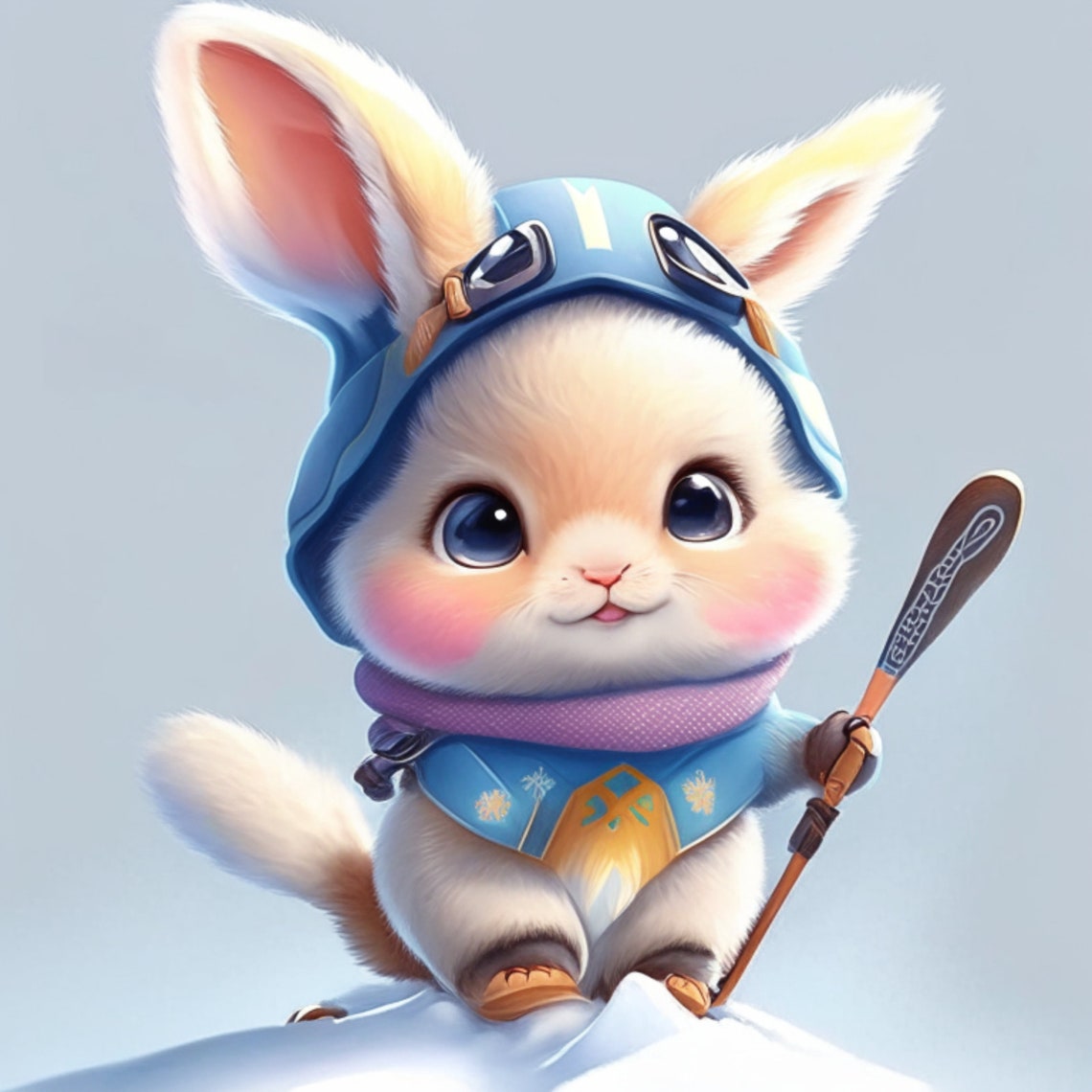 Cute Ski Bunny Clipart 300dpi High Resolution PNG Graphics - Etsy