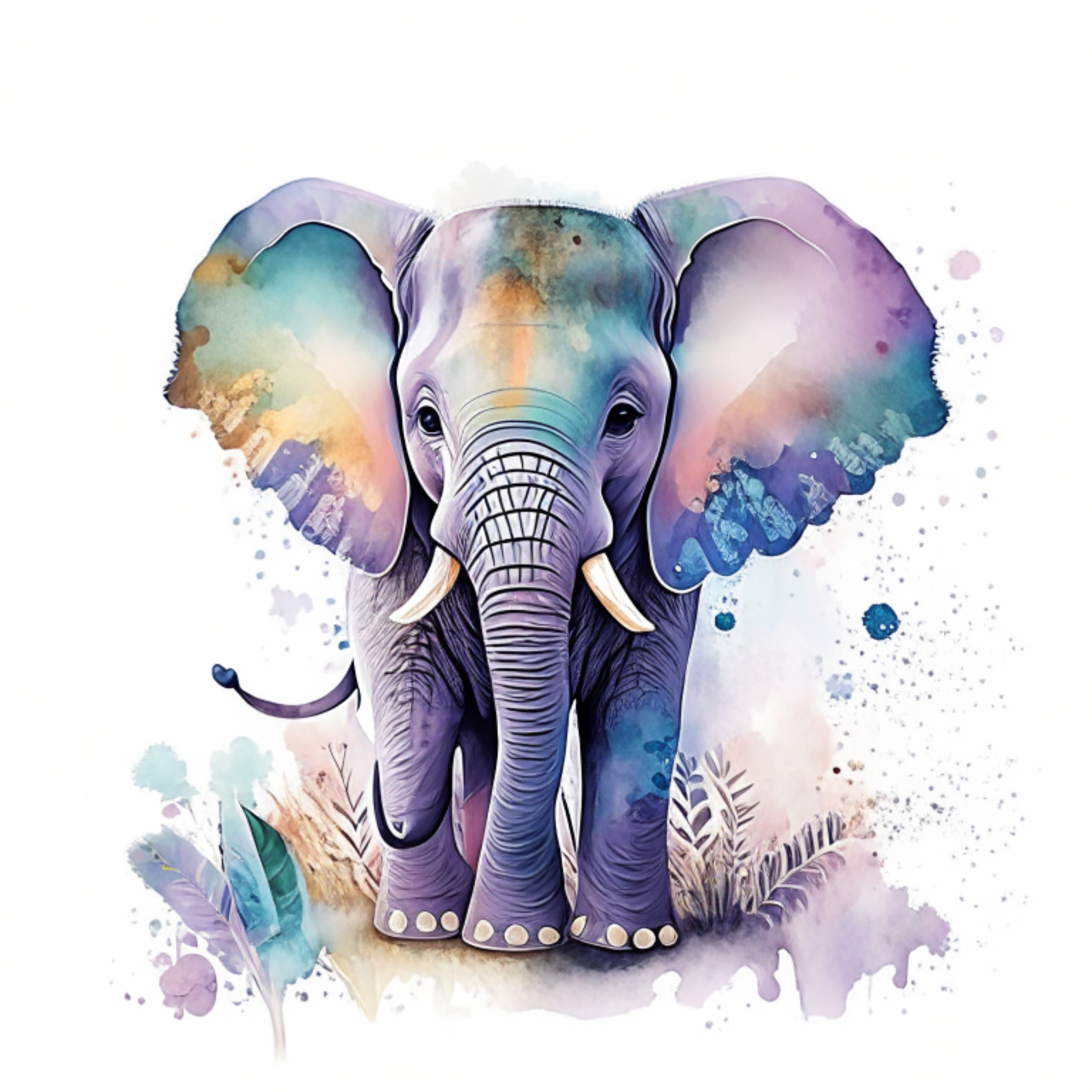 Cute Elephant Clipart | 300dpi High Resolution | PNG Graphics | Instant ...