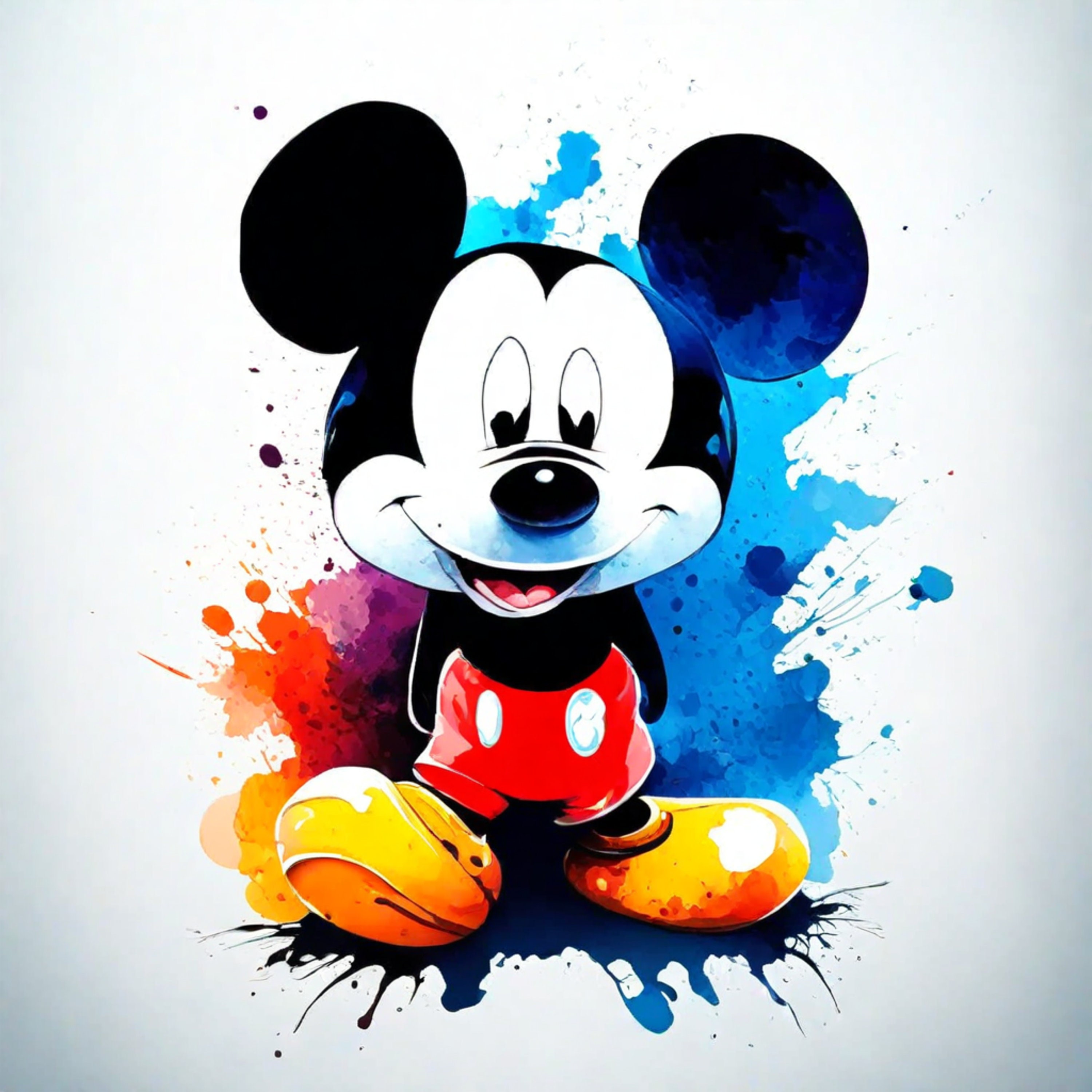 Watercolor Mickey Mouse Clipart: High-resolution PNG Graphics (instant ...