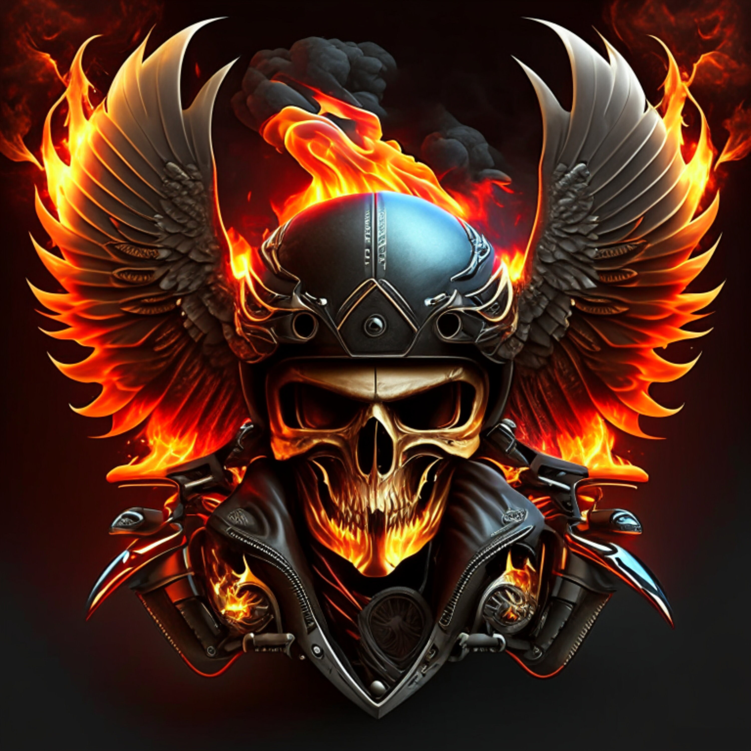 Skull Biker Clipart | 300dpi High Resolution | PNG Graphics | Instant ...