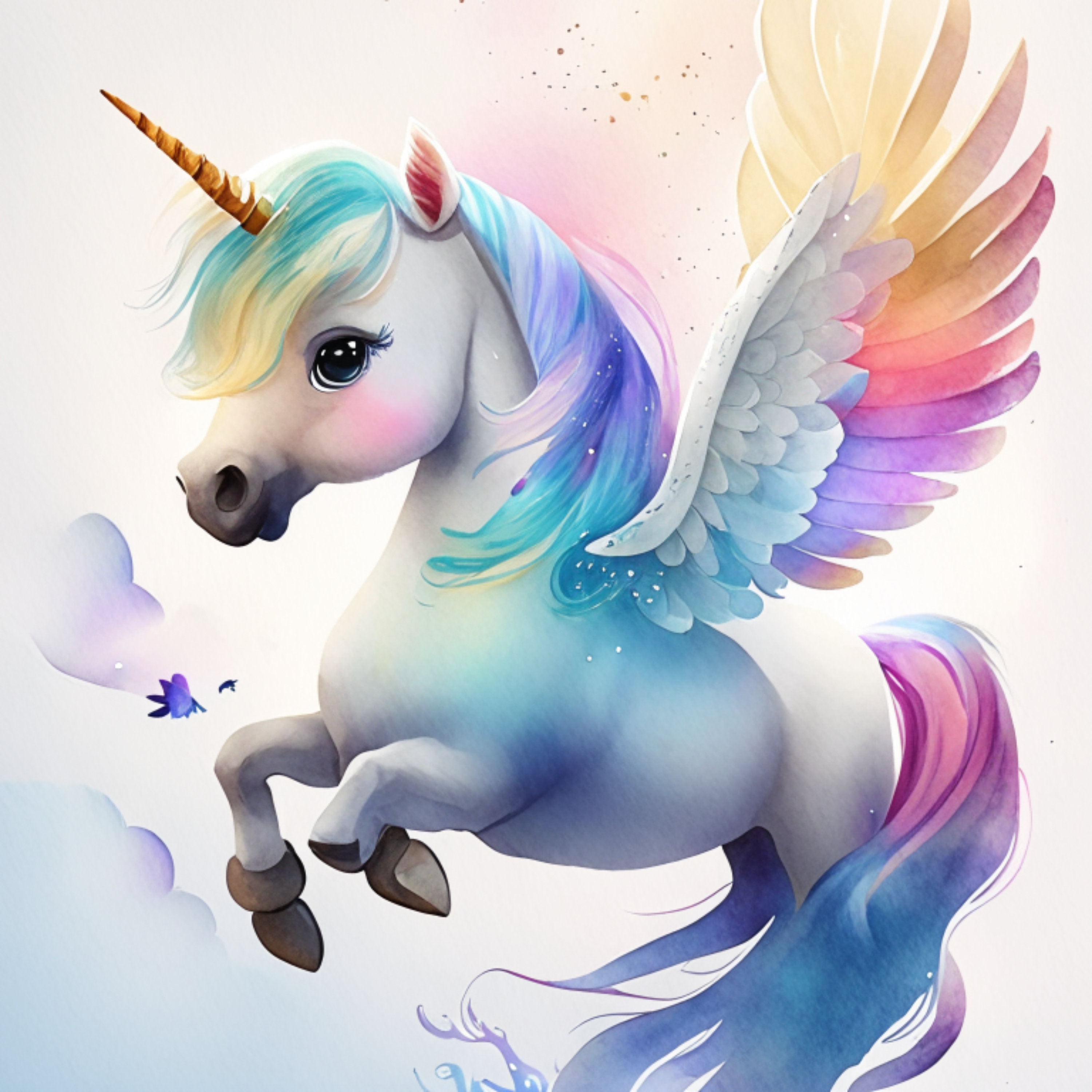 Cute Pegasus Clipart | 300dpi High Resolution | PNG Graphics | Instant ...