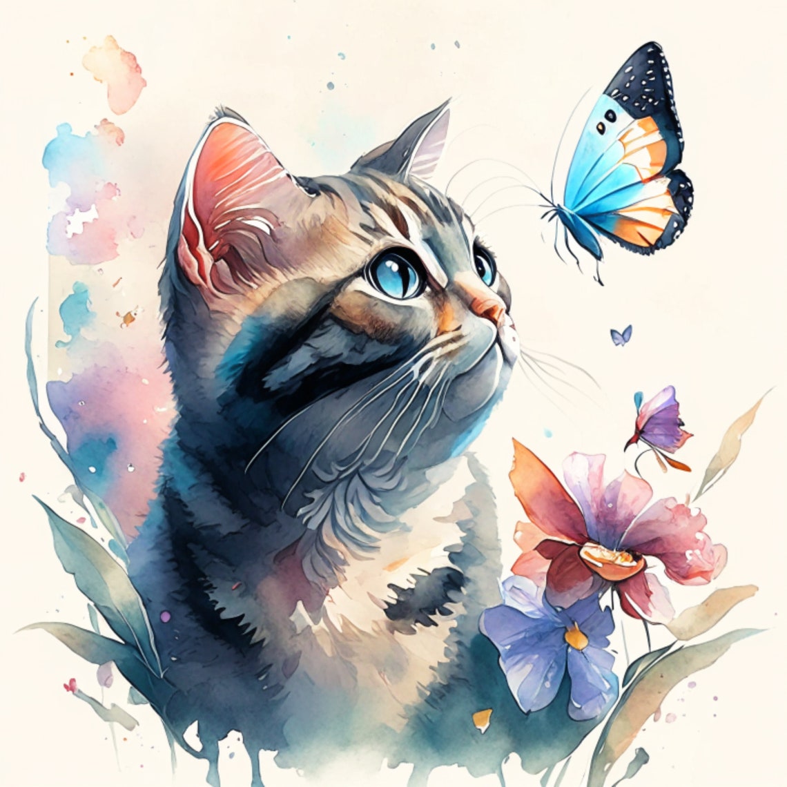 Cat and Butterfly Clipart 300dpi PNG Graphics Instant - Etsy
