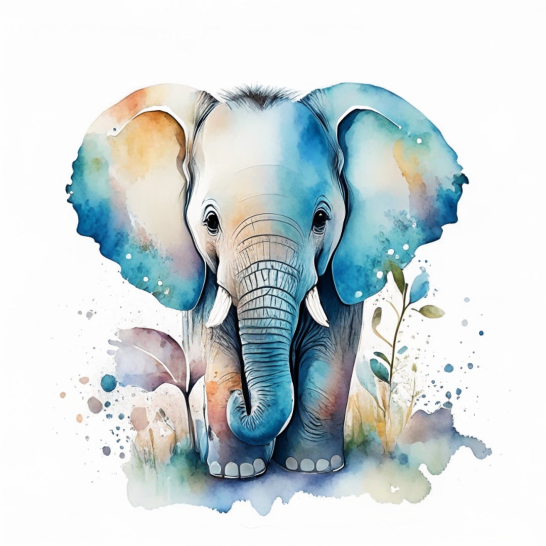Cute Elephant Clipart 300dpi High Resolution PNG Graphics Instant ...