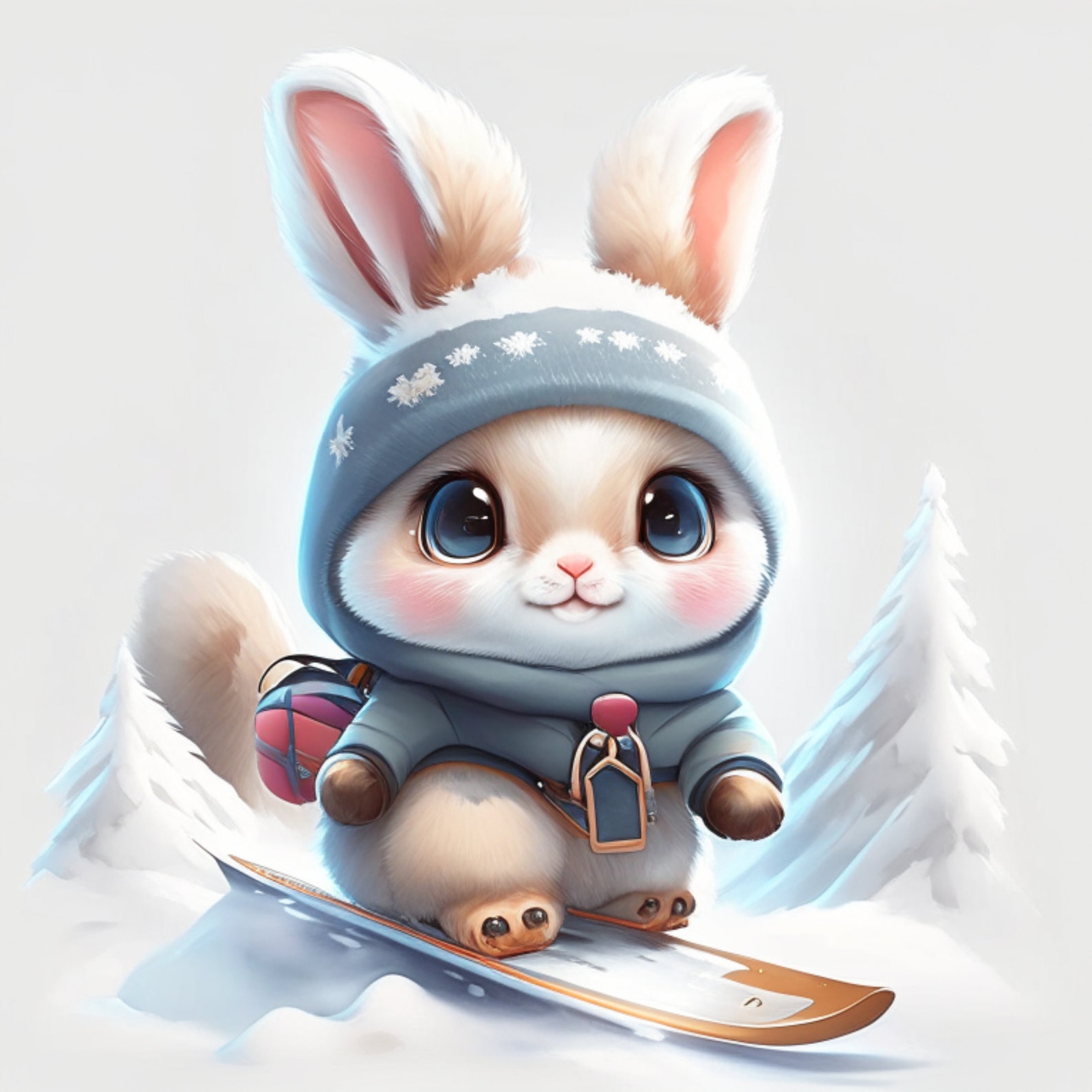 Cute Ski Bunny Clipart 300dpi High Resolution PNG Graphics - Etsy