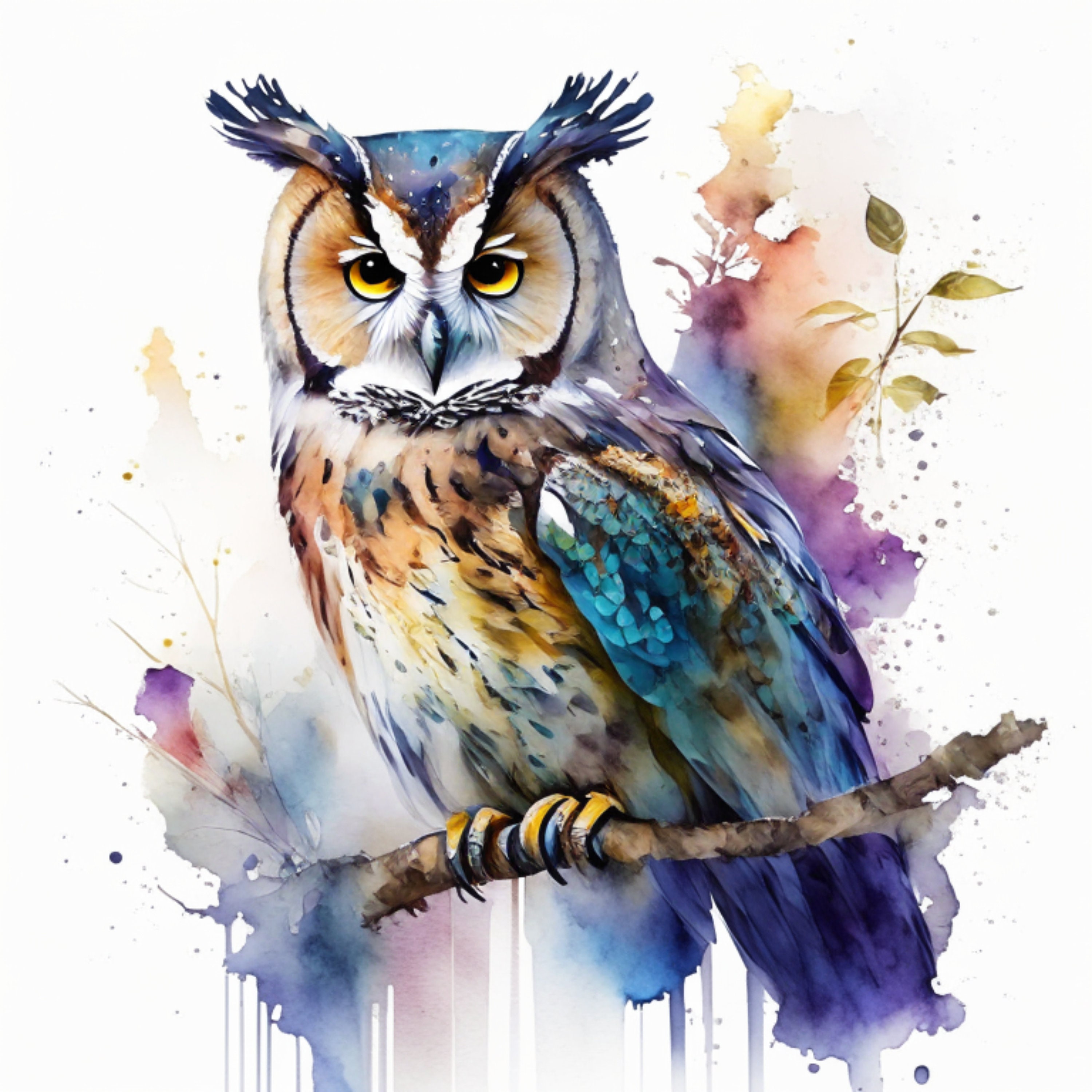 Watercolor Owl Clipart: High-resolution PNG Graphics (digital Download ...