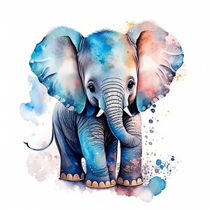 Cute Elephant Clipart | 300dpi High Resolution | PNG Graphics | Instant ...