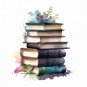 Cute Stack of Books Clipart | 300dpi | PNG Graphics | Instant Download ...