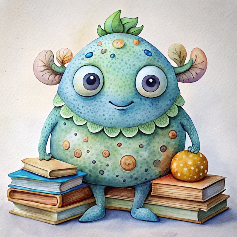 Cute Monster Books Clipart | 300dpi High Resolution | PNG Graphics ...