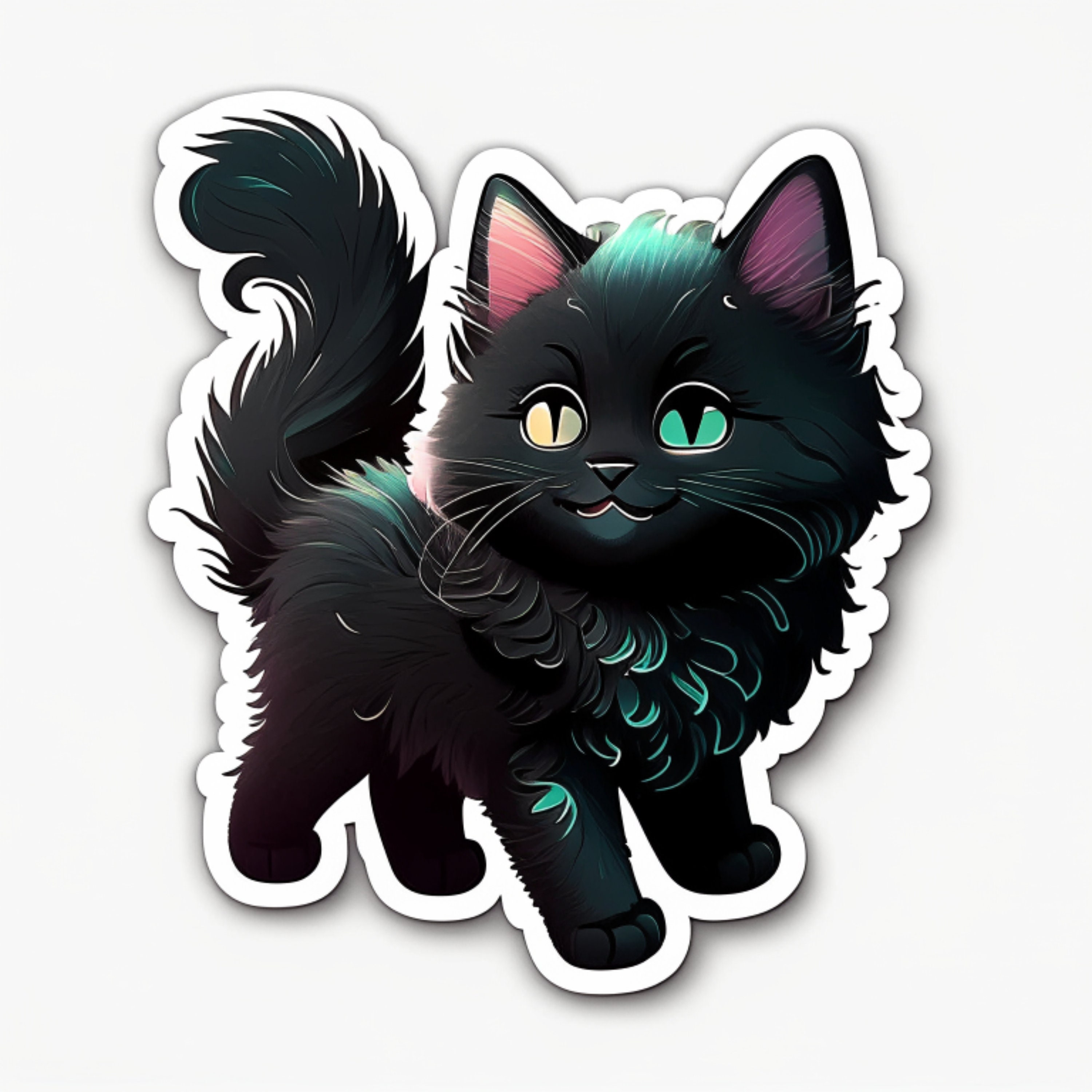 Cute Cat Sticker Print and Cut Digital PNG Sticker Sheets, 10 Different ...