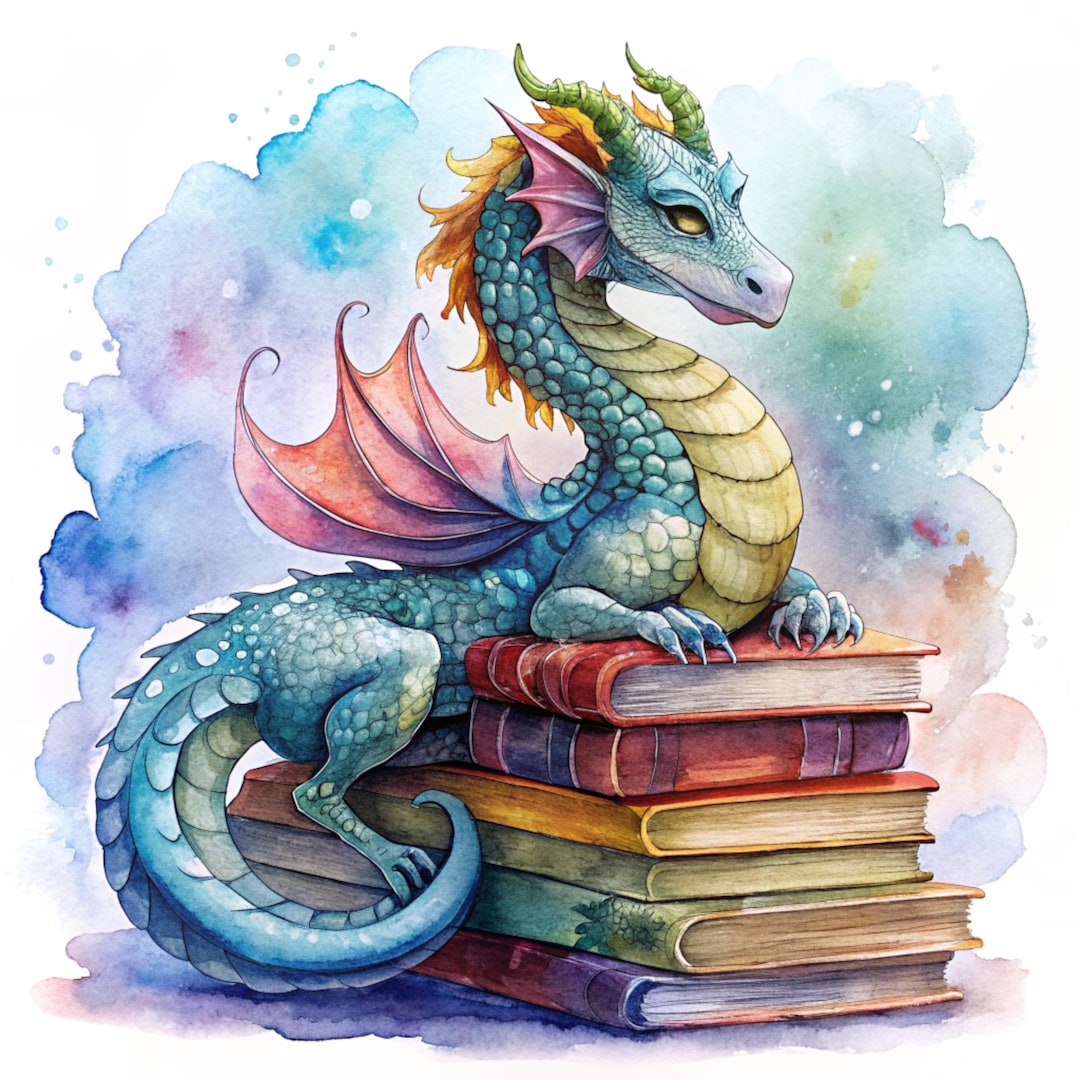 Dragon Guarding Books Clipart | 300dpi High Resolution | PNG Graphics ...