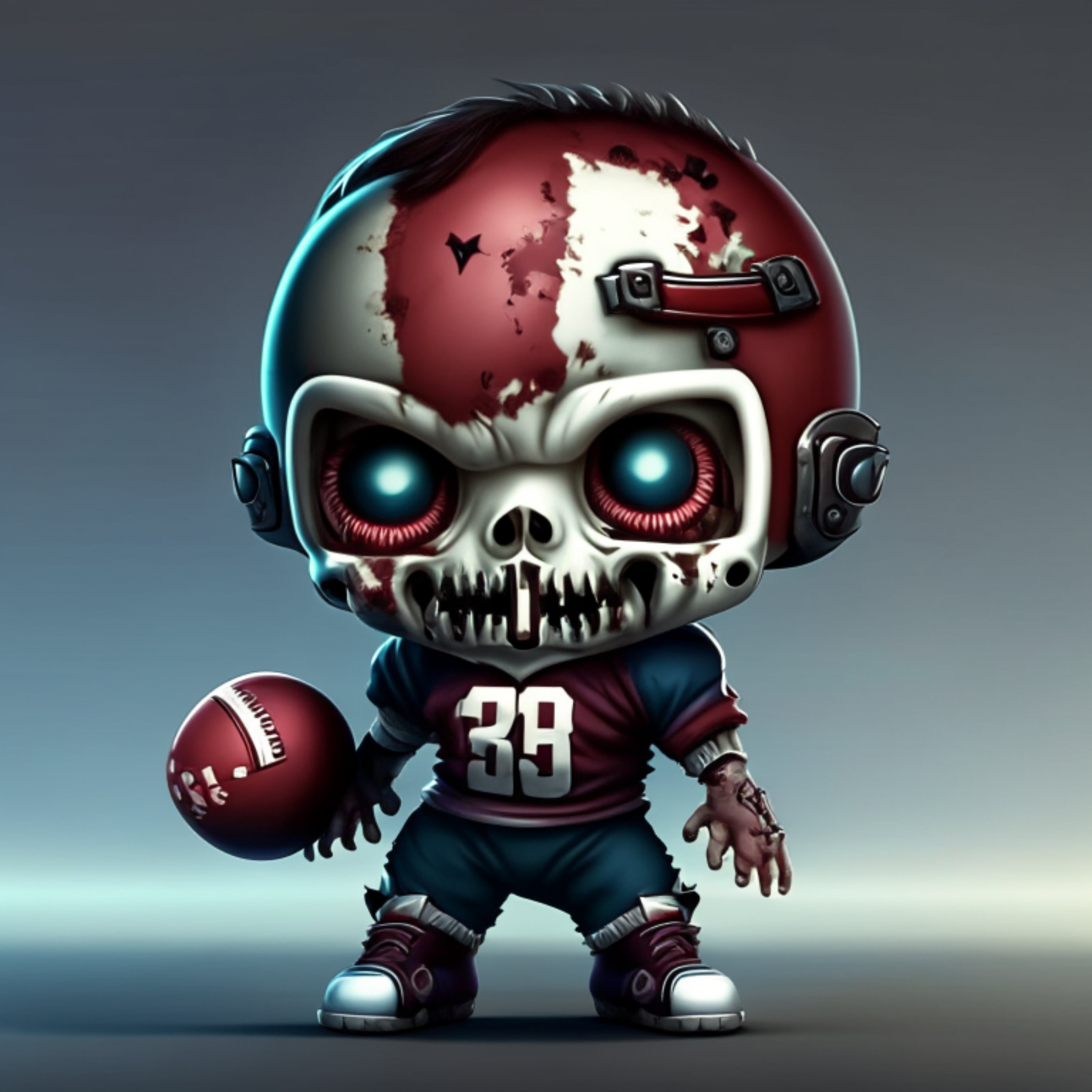 Cute American Football Zombie Clipart | PNG Graphics (digital Download ...