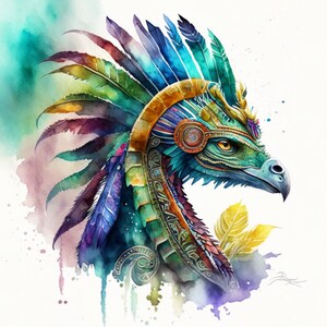 Watercolor Kukulkan Clipart: PNG Graphics, Commercial Use (digital ...