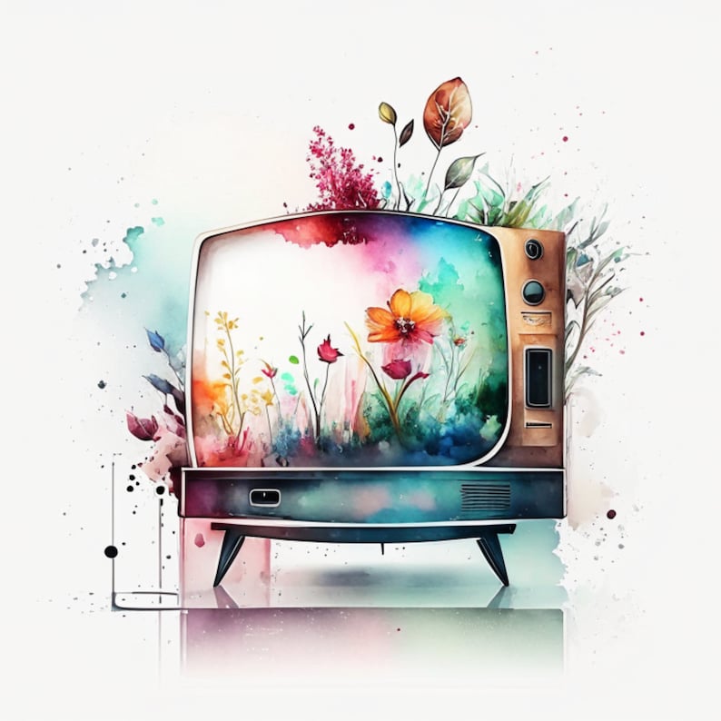 Cute Television Clipart 300dpi High Resolution PNG Graphics Instant ...