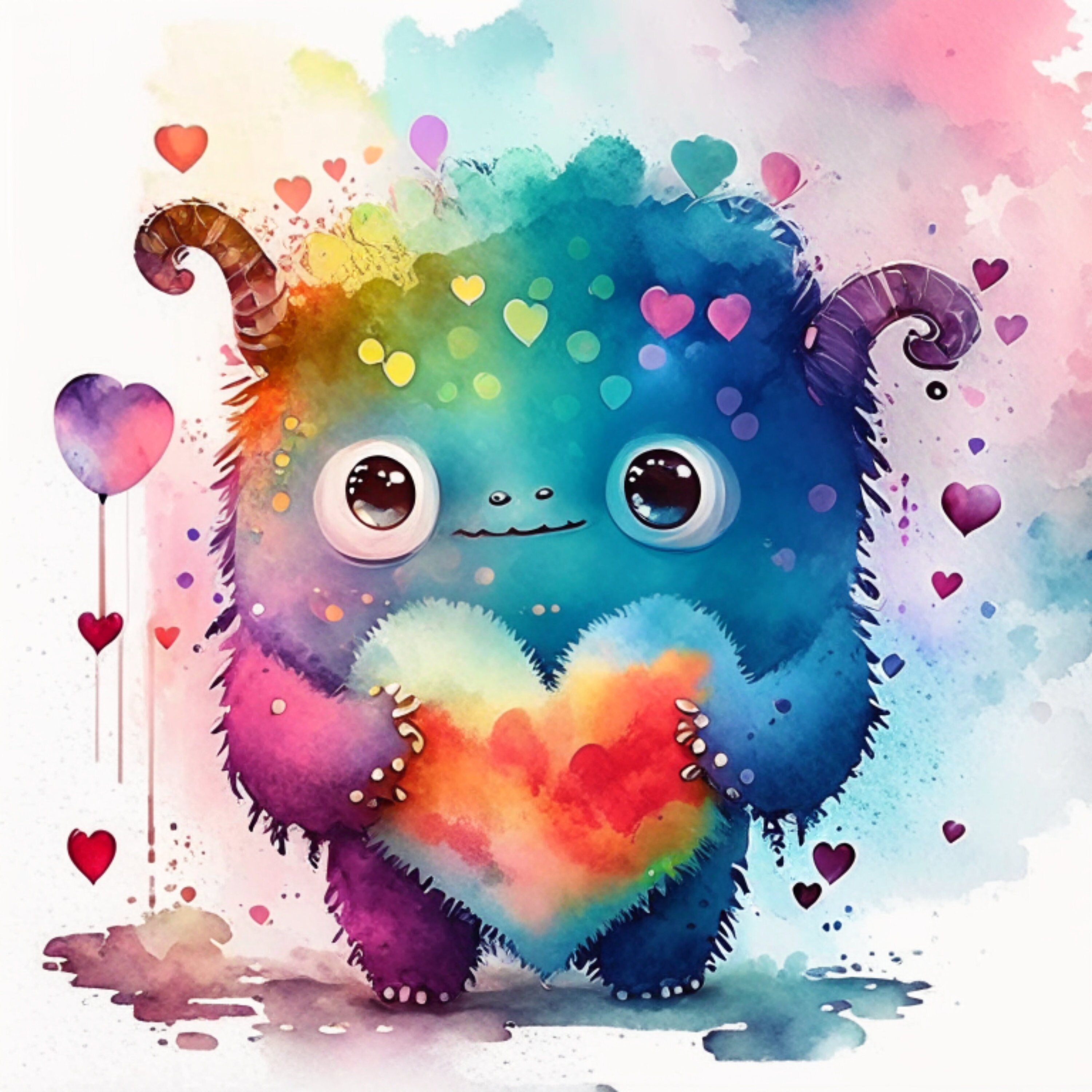 Cute Monster Love Clipart 300dpi PNG Graphics Instant Download for ...