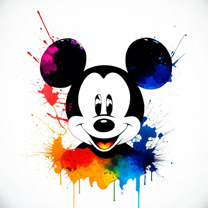 Watercolor Mickey Mouse Clipart: High-resolution PNG Graphics (instant ...