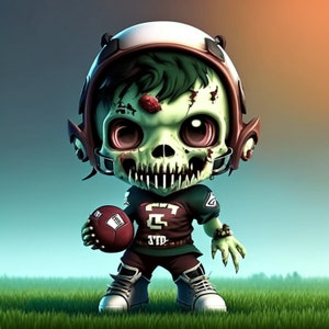 Cute American Football Zombie Clipart | PNG Graphics (digital Download ...