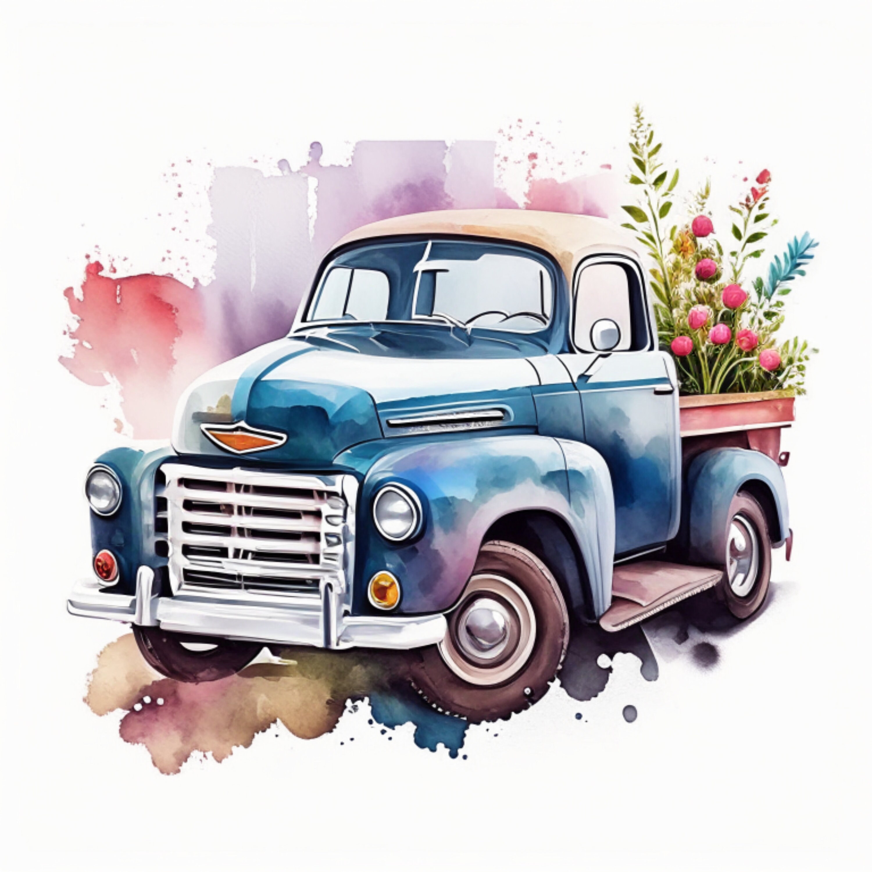 Watercolor Classic Car Clipart: 300dpi PNG Graphics (digital Download ...