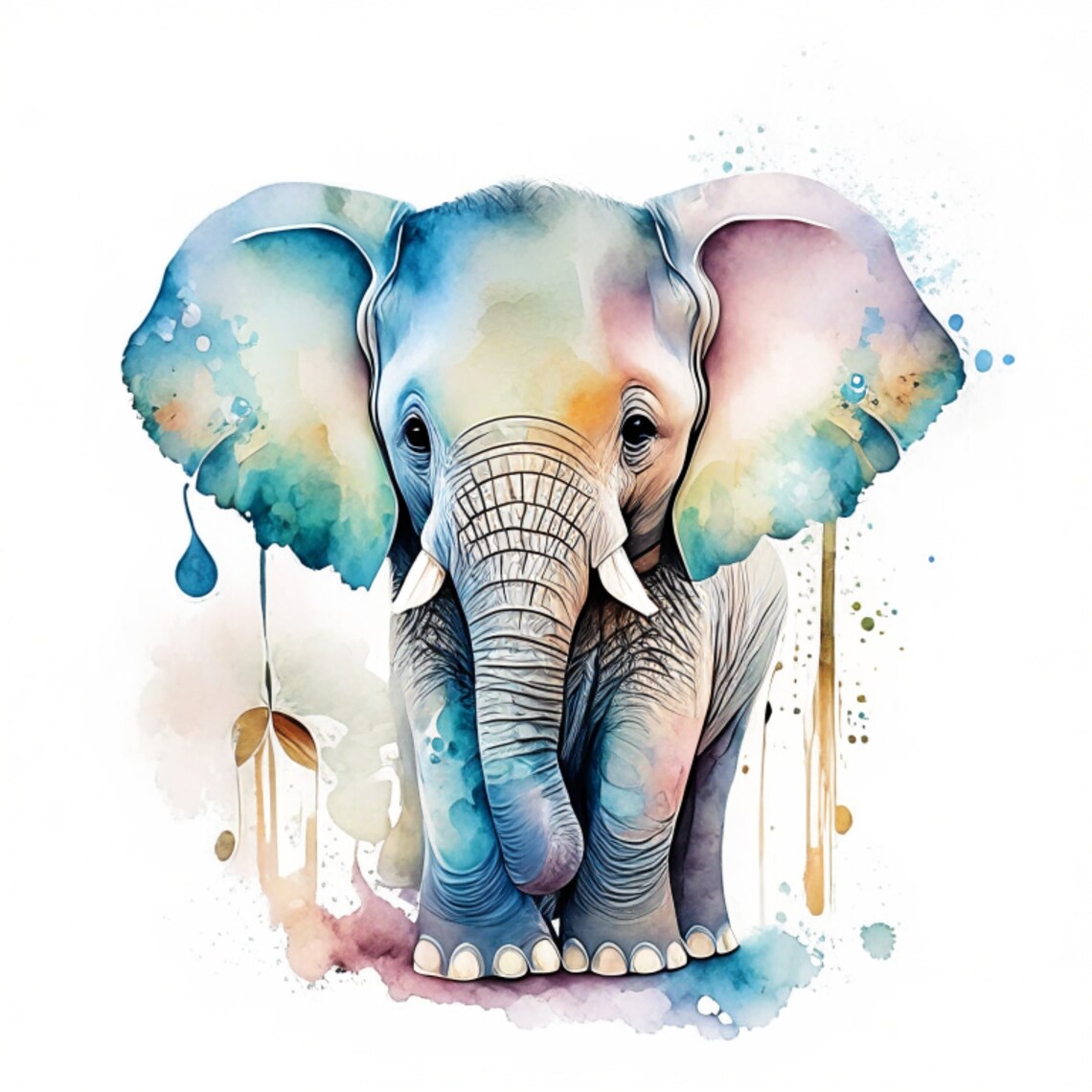 Cute Elephant Clipart 300dpi High Resolution PNG Graphics Instant ...