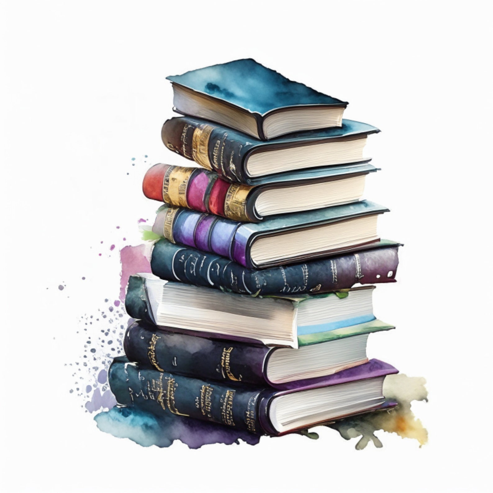 Cute Stack of Books Clipart | 300dpi | PNG Graphics | Instant Download ...
