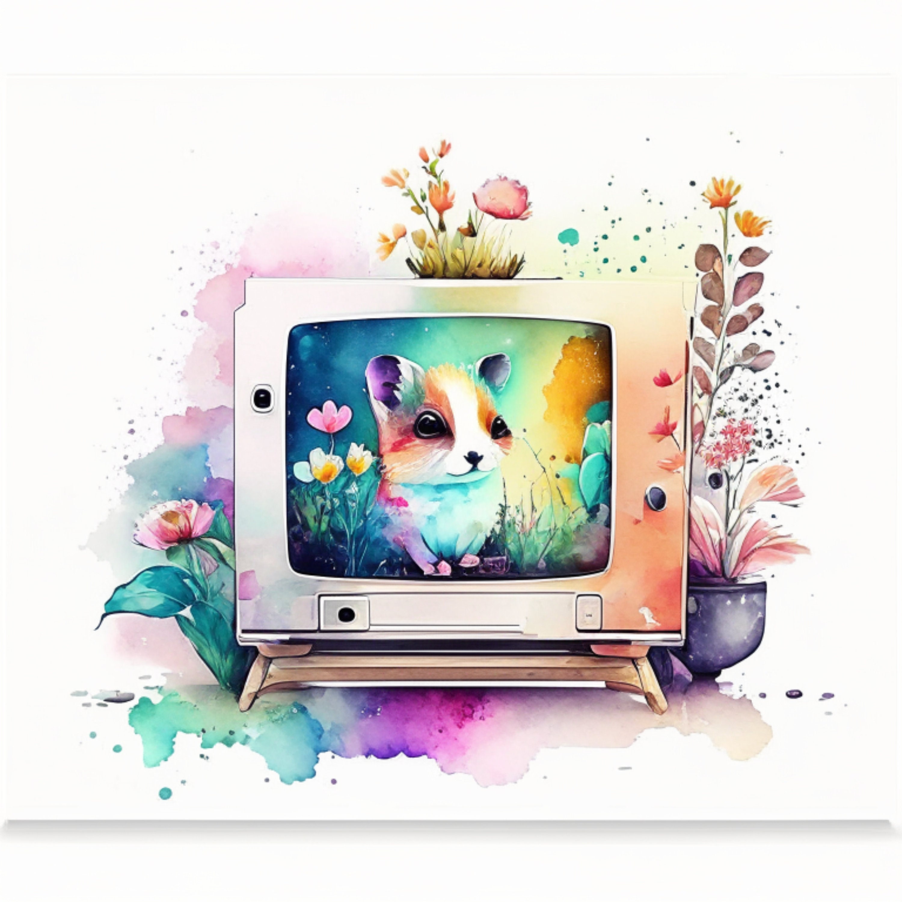 Cute Television Clipart 300dpi High Resolution PNG Graphics Instant ...
