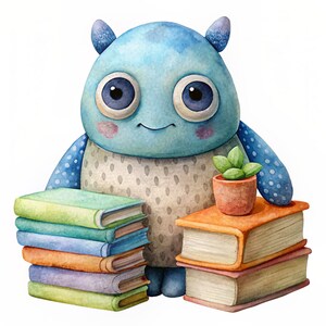 Cute Monster Books Clipart | 300dpi High Resolution | PNG Graphics ...