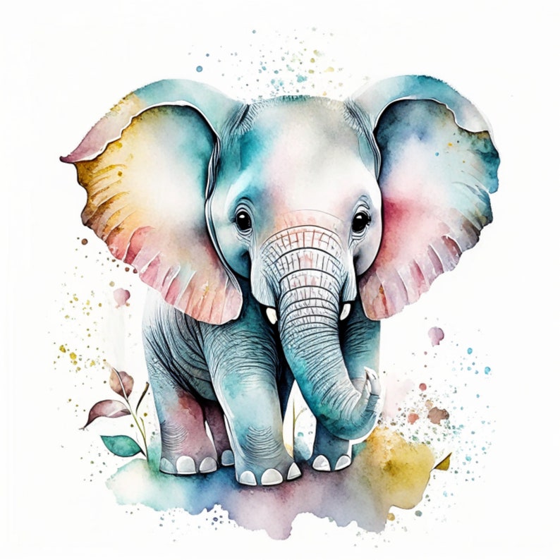 Cute Elephant Clipart | 300dpi High Resolution | PNG Graphics | Instant ...